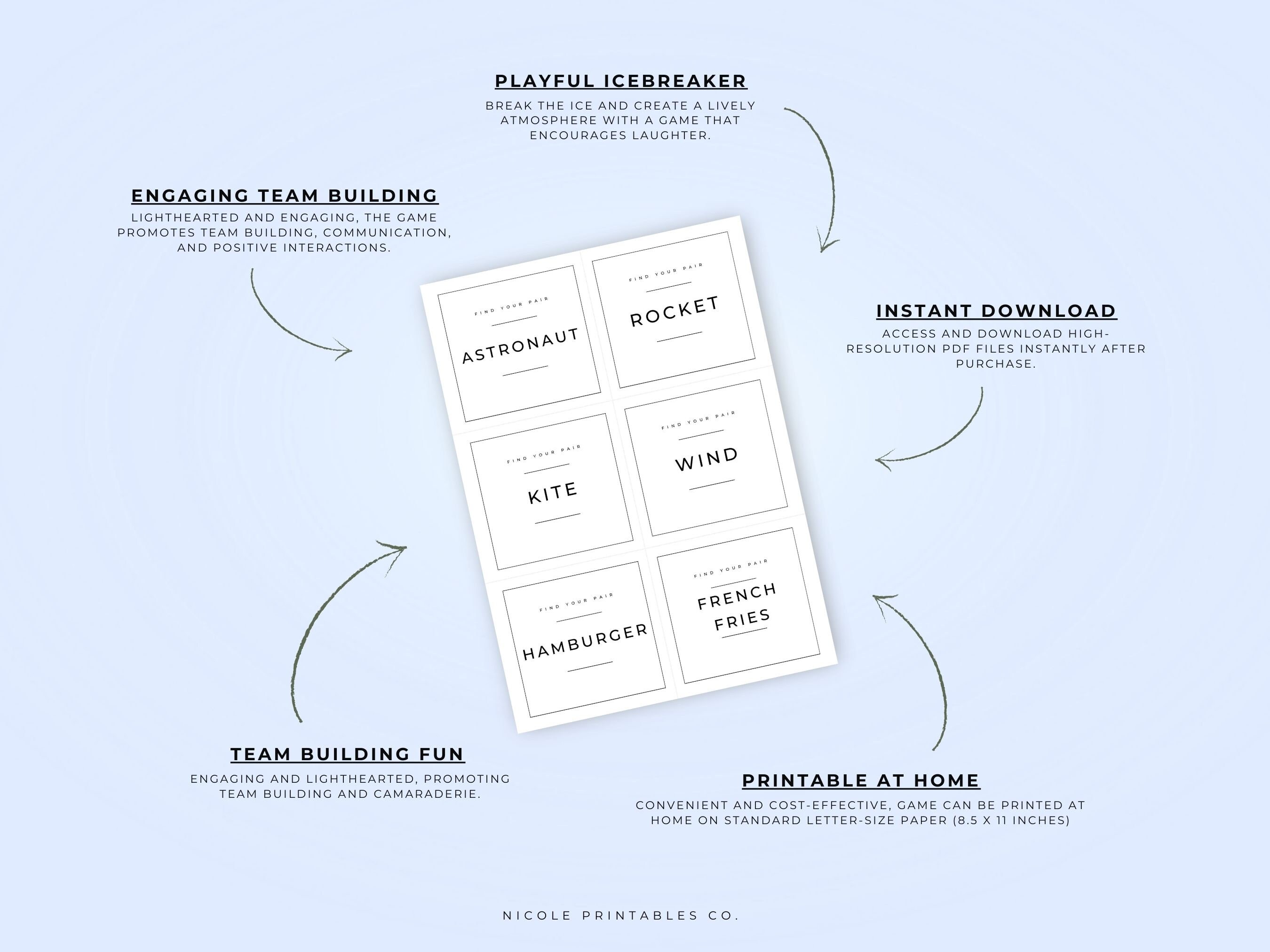 Find Your Pair Icebreaker Game, Printable Office Party, Gathering, and ...