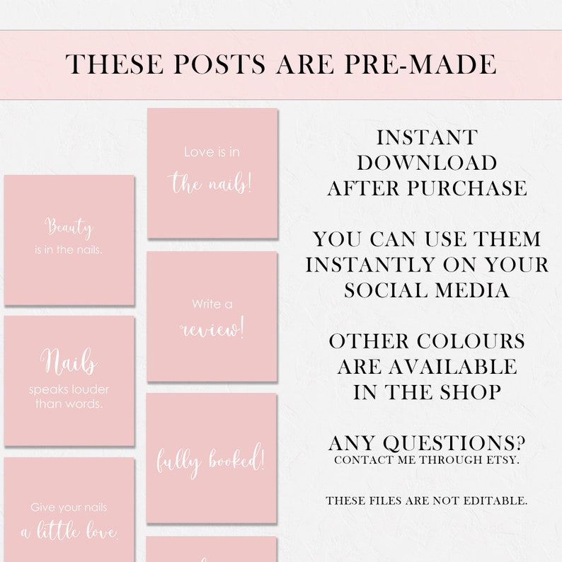 80 Nail Technician Instagram Posts Social Media Posts Nails - Etsy