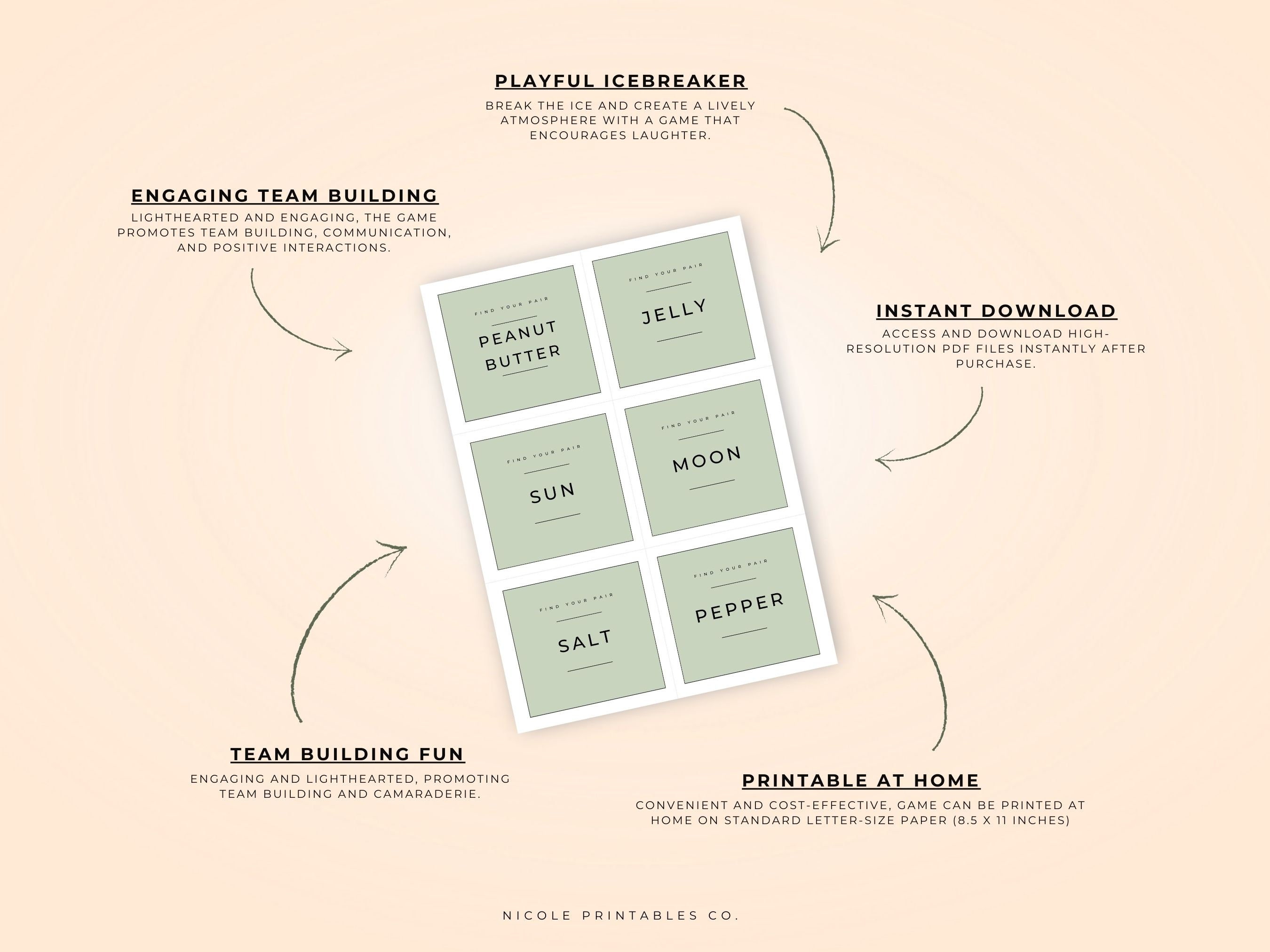 Find Your Pair Icebreaker Game, Printable Office Party, Gathering, and ...