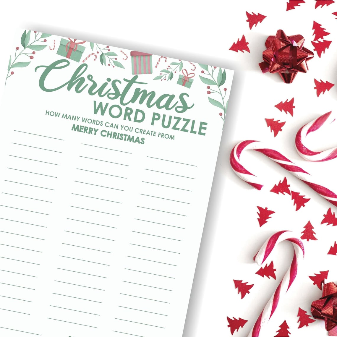 Christmas Word Puzzle Game Party Game Christmas Games - Etsy