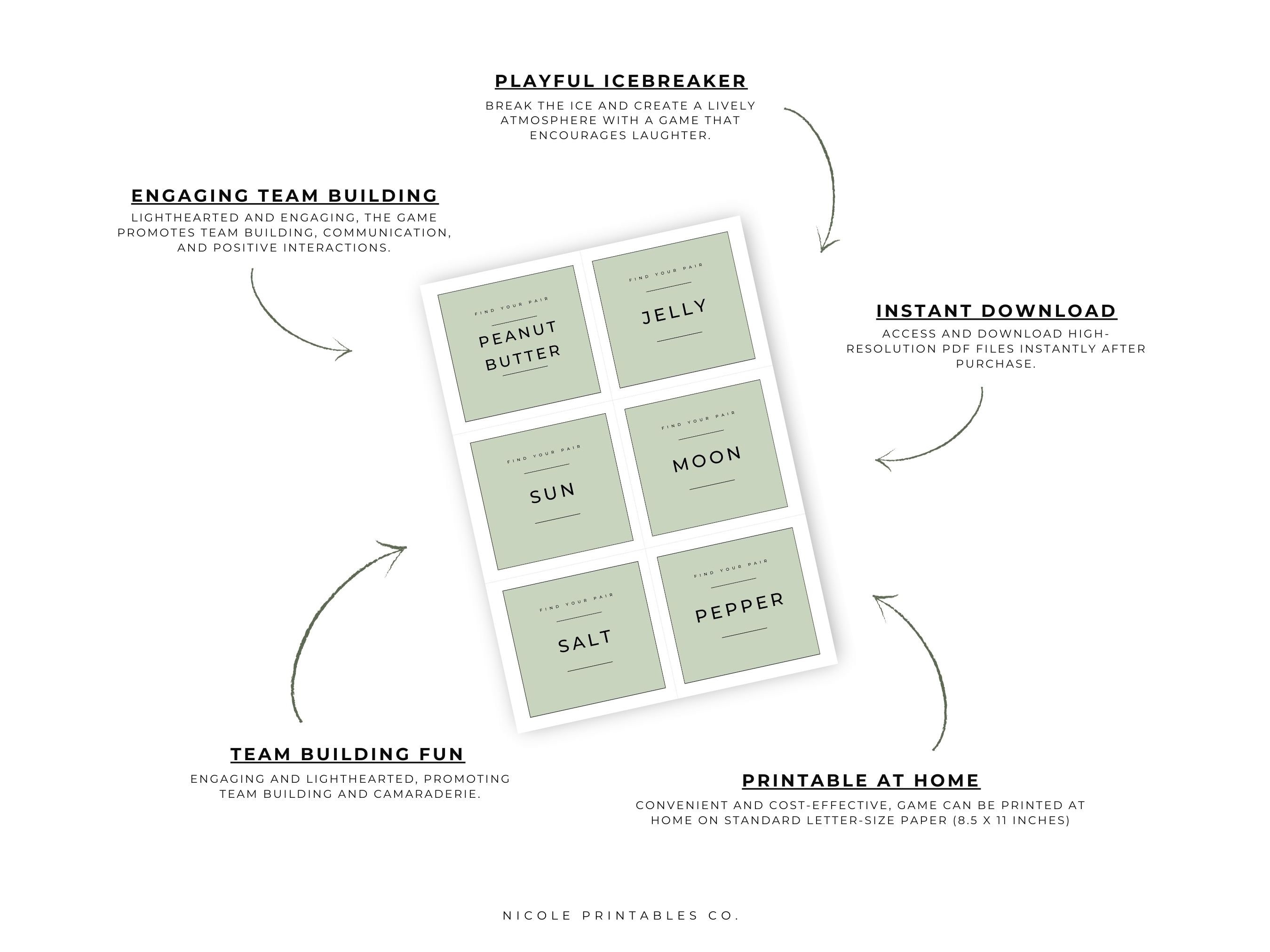 Find Your Pair Icebreaker Game, Printable Office Party, Gathering, and ...