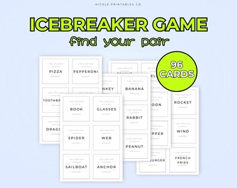 Find Your Pair Icebreaker Game, Printable Office Party, Gathering, and ...