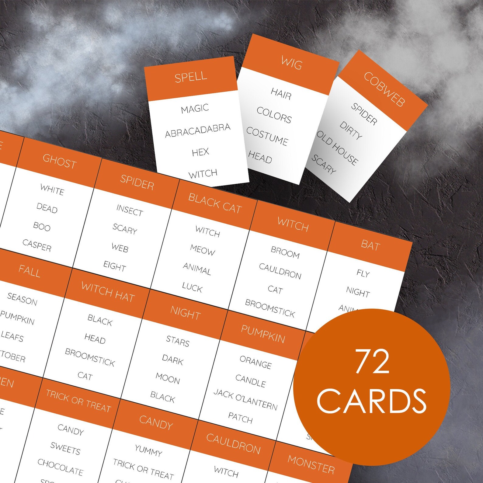 Halloween Taboo Game Cards Instant Download Game for Fall - Etsy