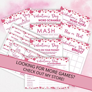 Valentine's Day Game BUNDLE, Virtual Party Ideas, Fillable Valentines ...