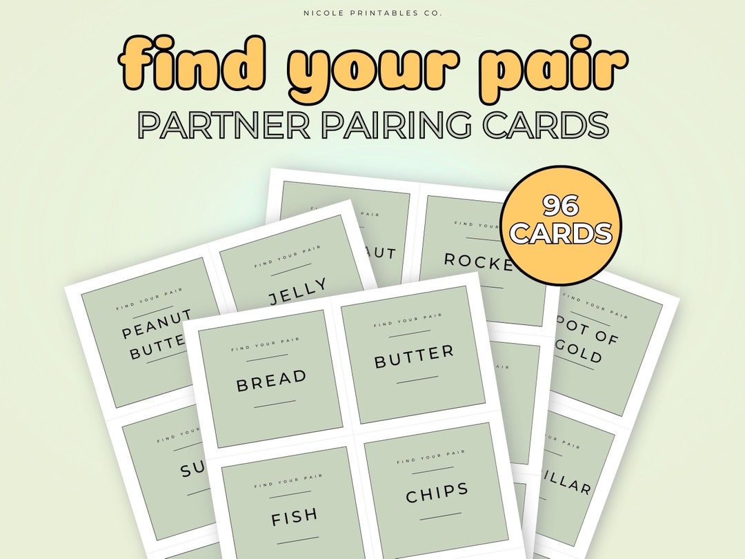 Find Your Pair Icebreaker Game, Printable Office Party, Gathering, and ...