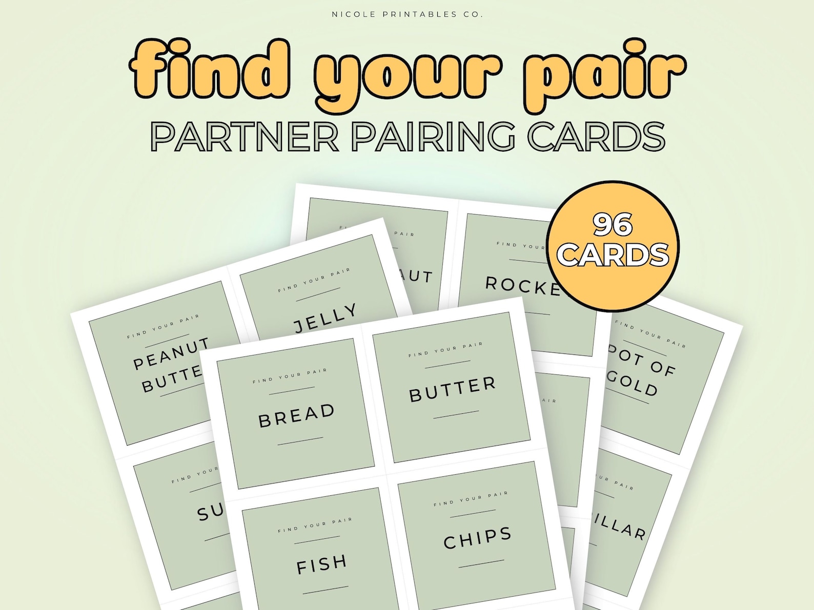 Find Your Pair Icebreaker Game, Printable Office Party, Gathering, and ...