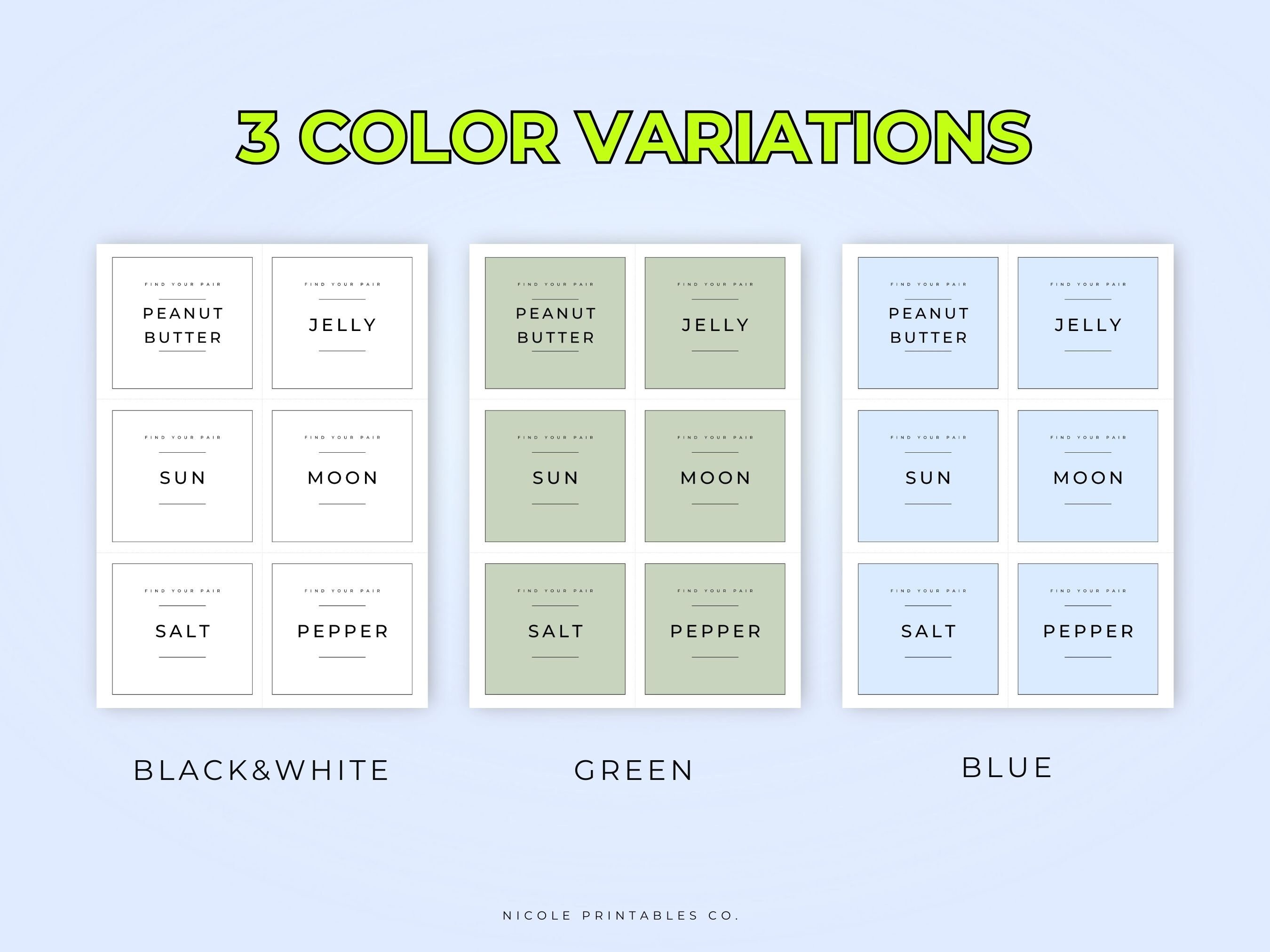 Find Your Pair Icebreaker Game, Printable Office Party, Gathering, and ...