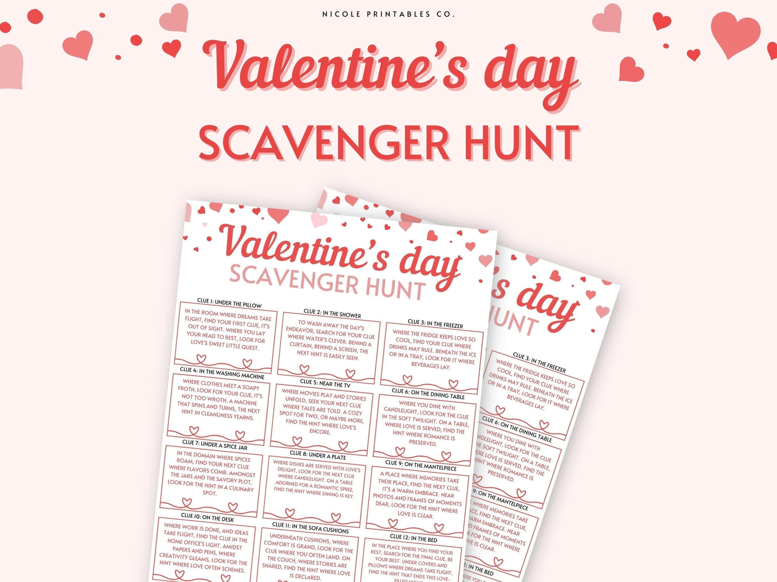 Valentine's Day Scavenger Hunt Printable Party Game for Adults and ...