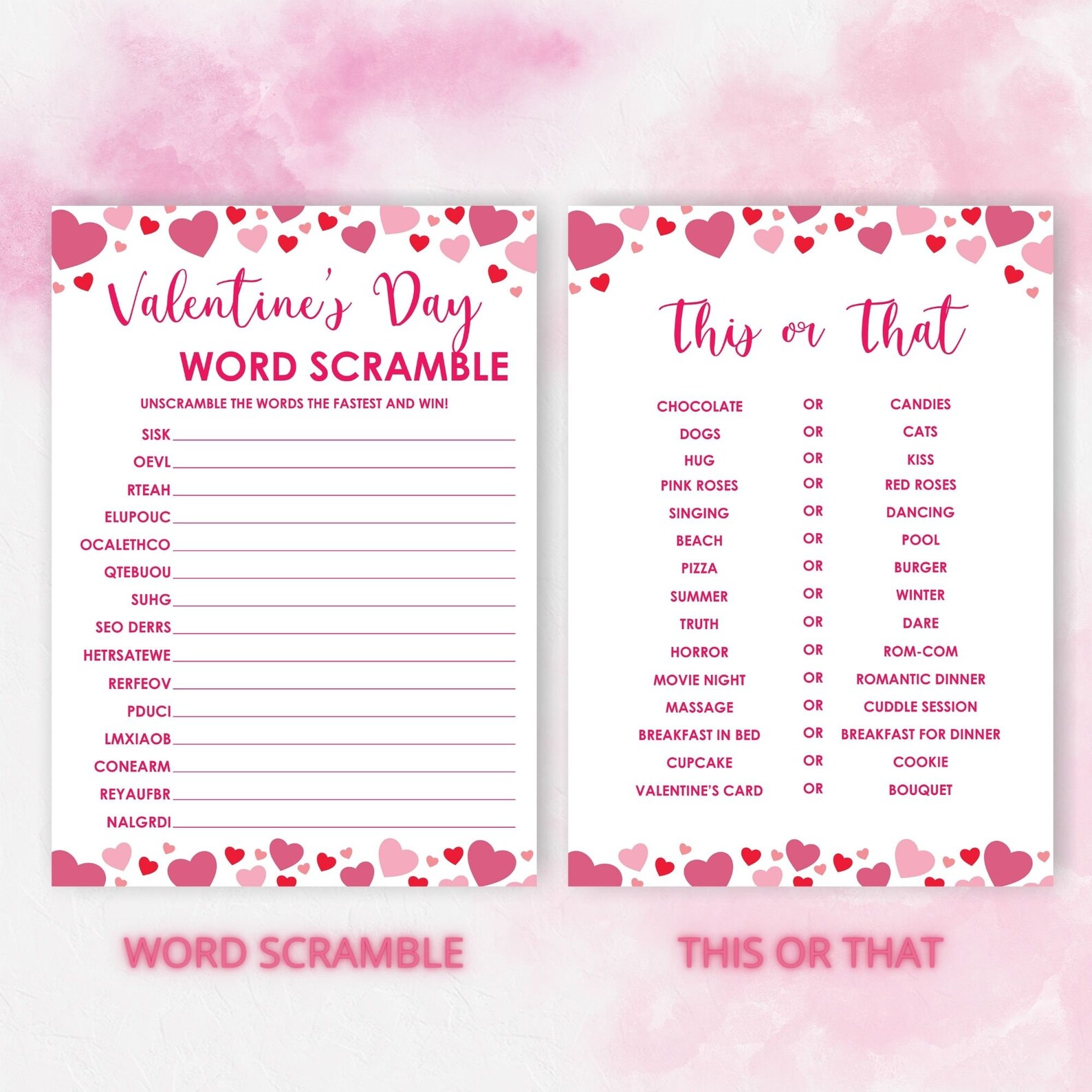 Valentine's Day Game BUNDLE, Virtual Party Ideas, Fillable Valentines ...