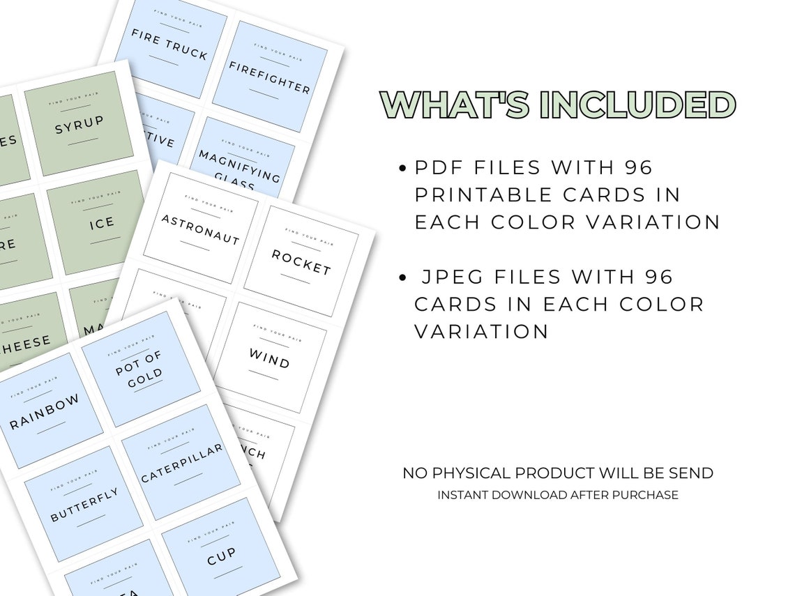 Find Your Pair Icebreaker Game, Printable Office Party, Gathering, and ...