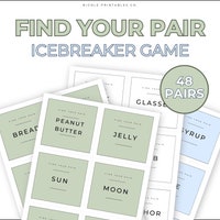 Find Your Pair Icebreaker Game, Printable Office Party, Gathering, and ...