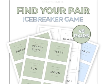 Find Your Pair Icebreaker Game, Printable Office Party, Gathering, and ...