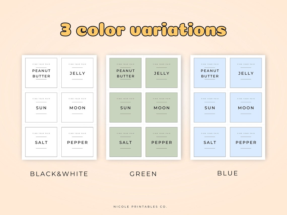 Find Your Pair Icebreaker Game, Printable Office Party, Gathering, and ...