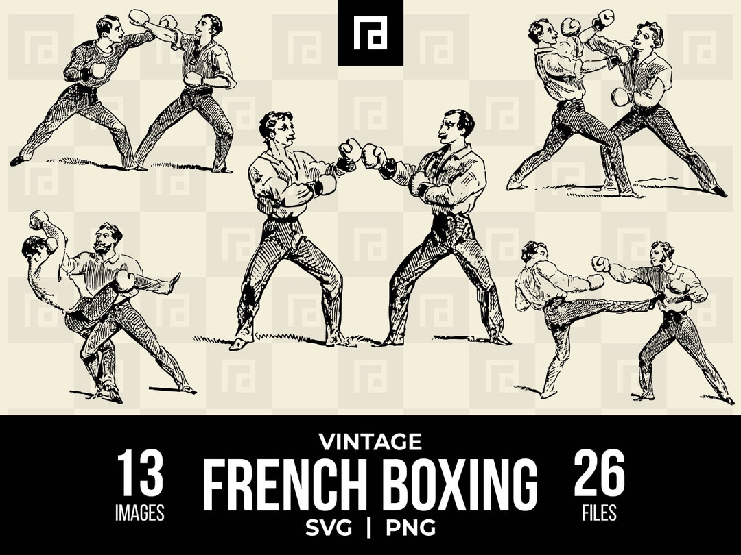 Vintage French Boxing SVG PNG Bundle, Savate Training, Kickboxing ...