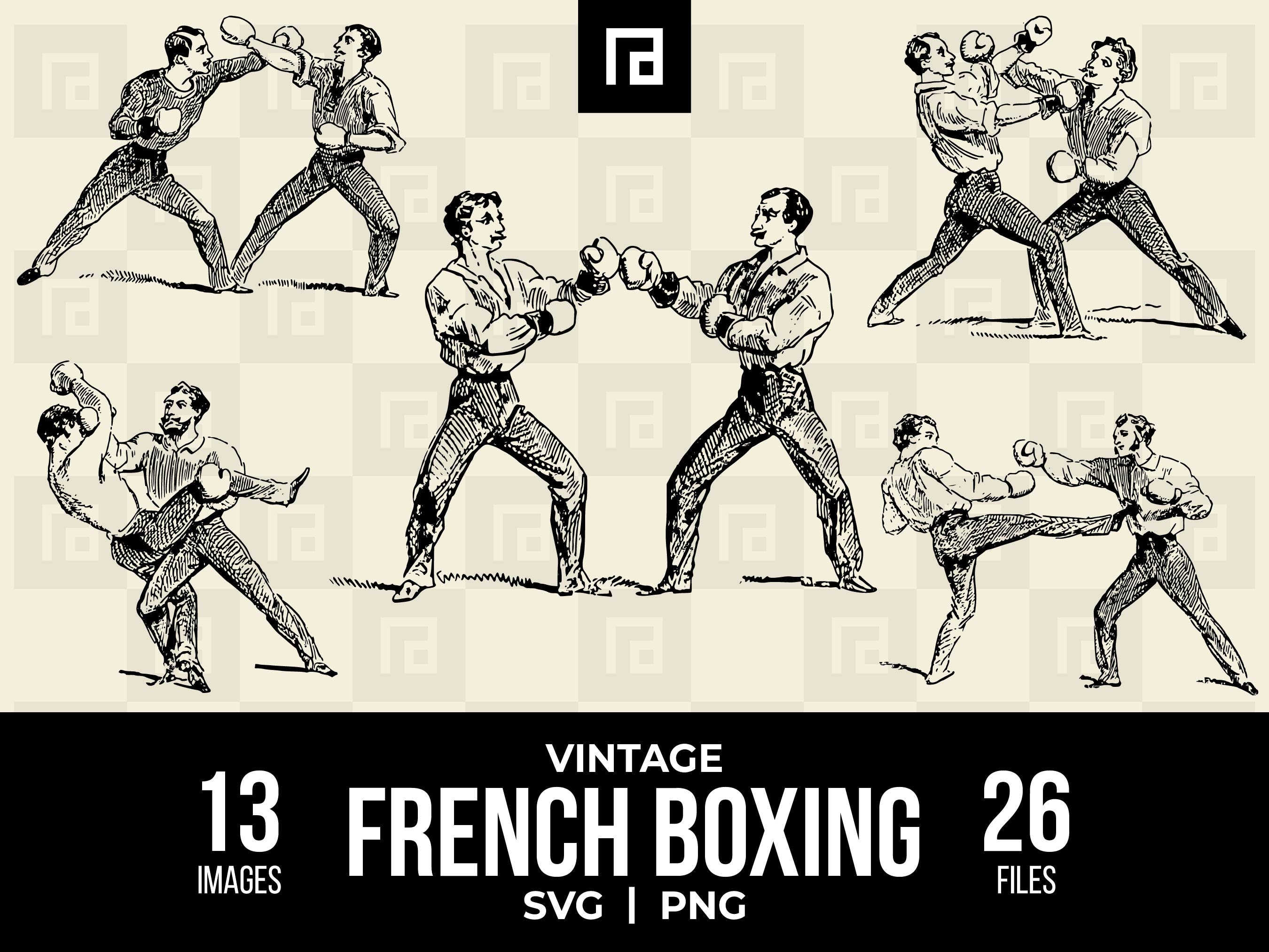Vintage French Boxing SVG PNG Bundle, Savate Training, Kickboxing ...