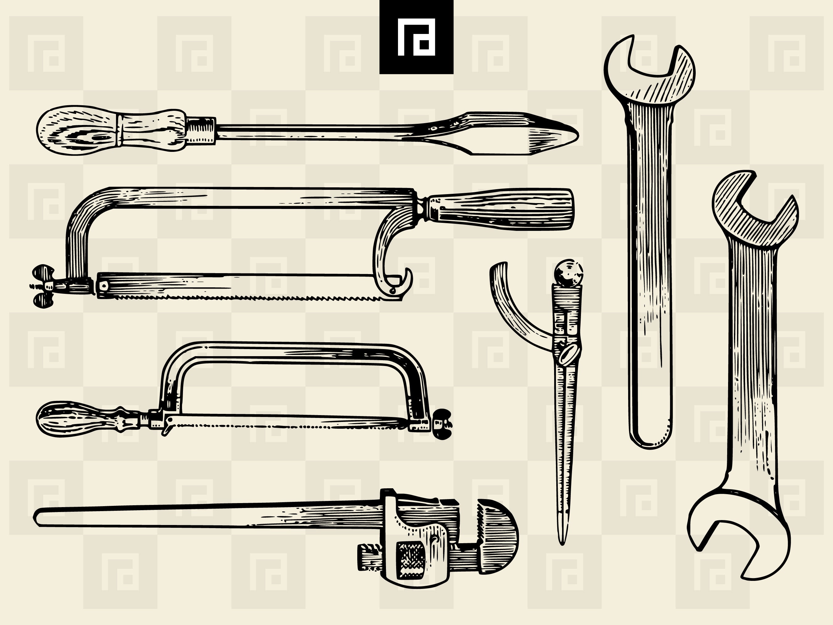 Vintage Metalworking Tools SVG PNG Bundle, Metalwork Illustrations ...