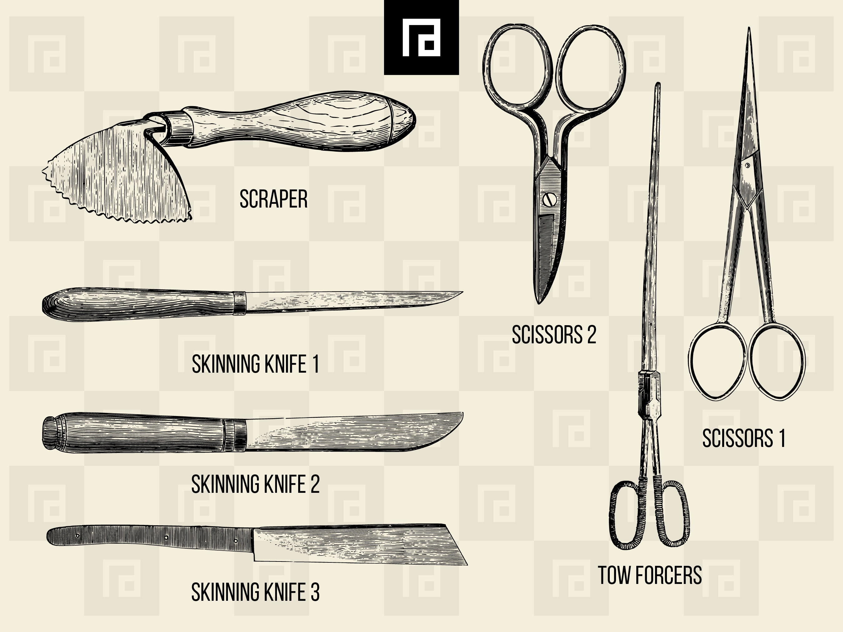 Vintage Taxidermy Tools SVG PNG Bundle, Various Hand-drawn Scalable ...