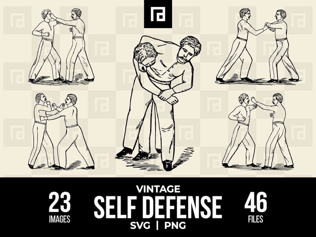 Vintage Self-defense SVG PNG Bundle, Self-defence Art, Sparring Fight ...