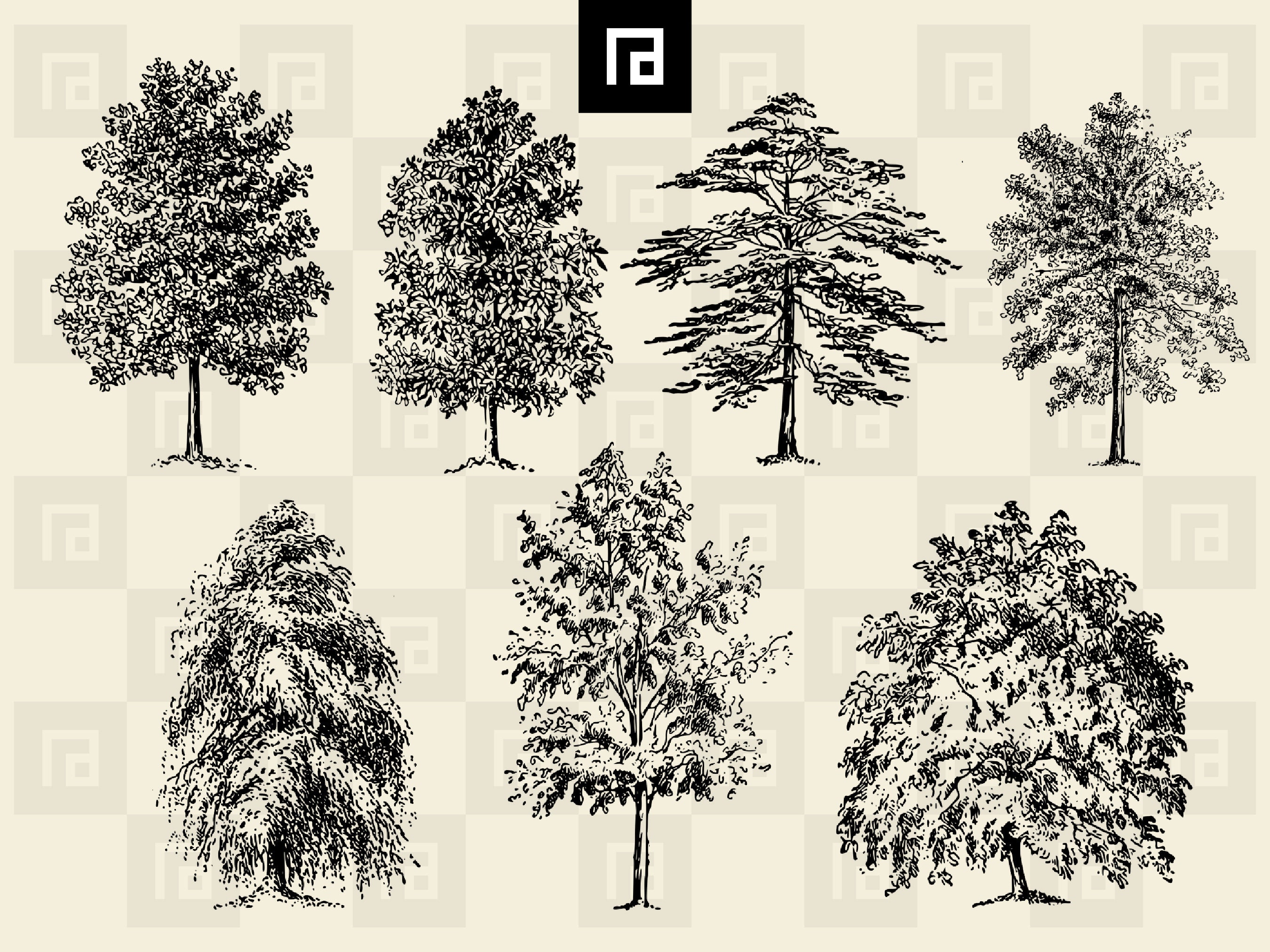 Hand Drawn Trees SVG PNG Bundle, Nature-inspired Digital Art Collection ...