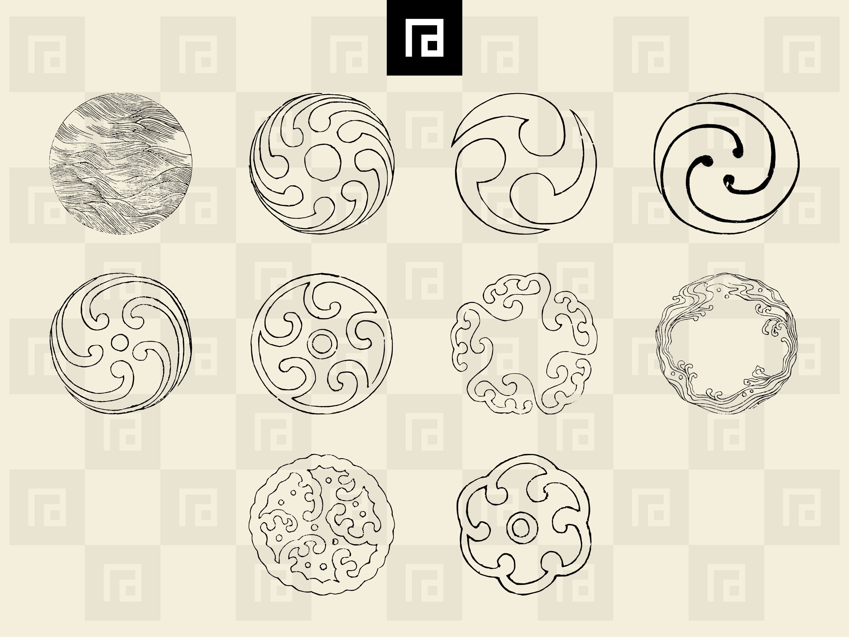 Circle Waves Svg Png Bundle 1, Vintage Hand-drawn Ocean Waves Svg ...