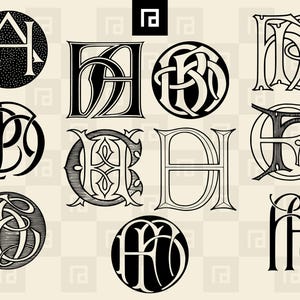 Vintage HA-HZ Monograms SVG Png Collection, Elegant Wedding Initials ...
