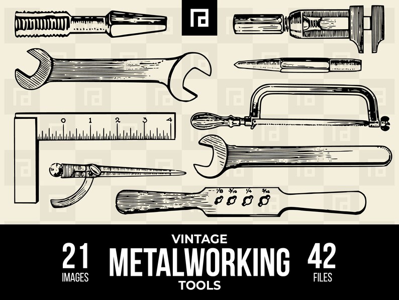 Vintage Metalworking Tools SVG PNG Bundle, Metalwork Illustrations ...