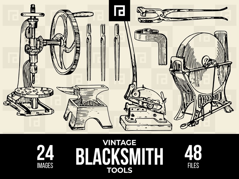 Vintage Blacksmith Tools SVG PNG Bundle, Metalwork Illustrations ...