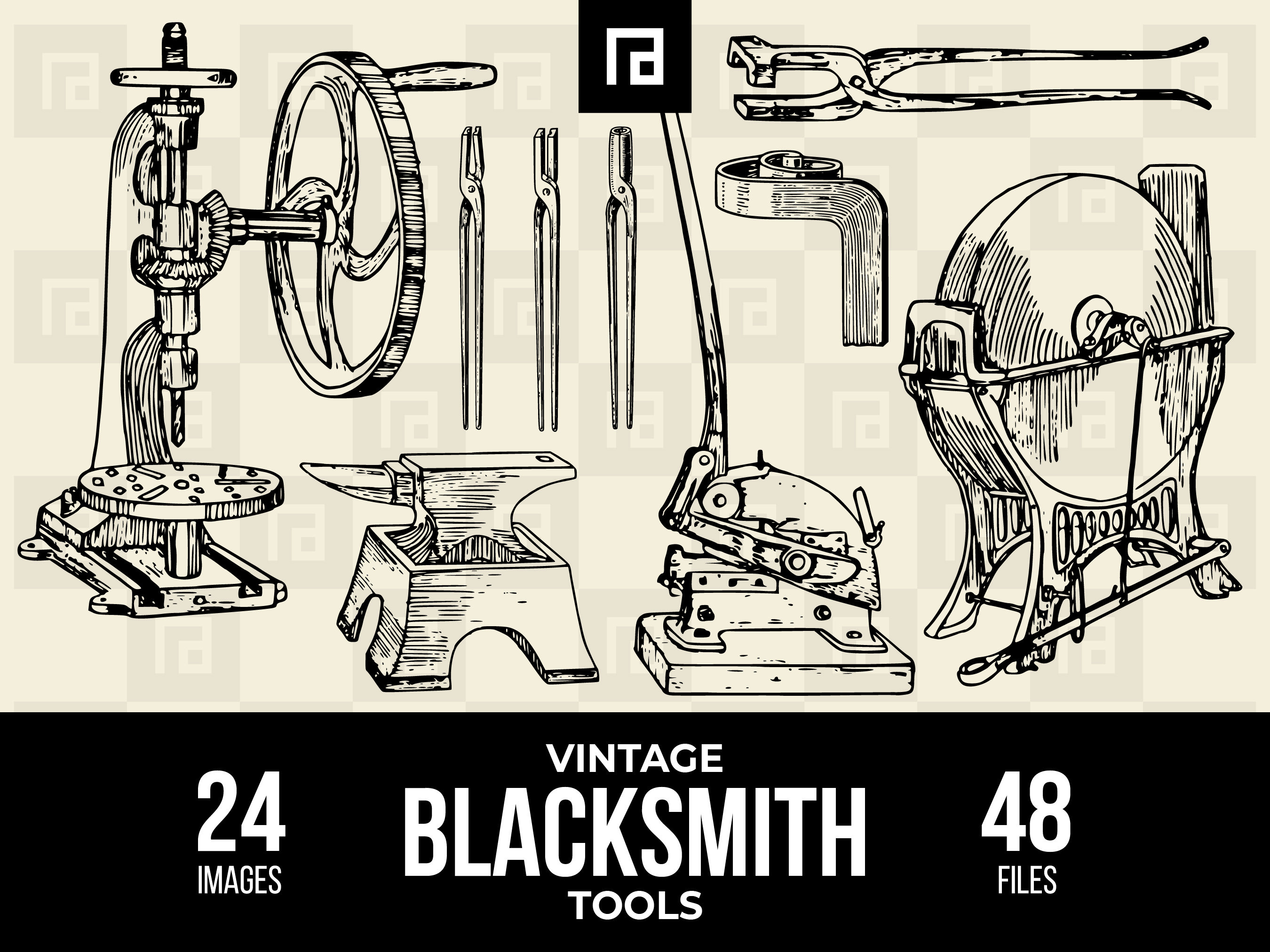 Vintage Blacksmith Tools SVG PNG Bundle, Metalwork Illustrations ...