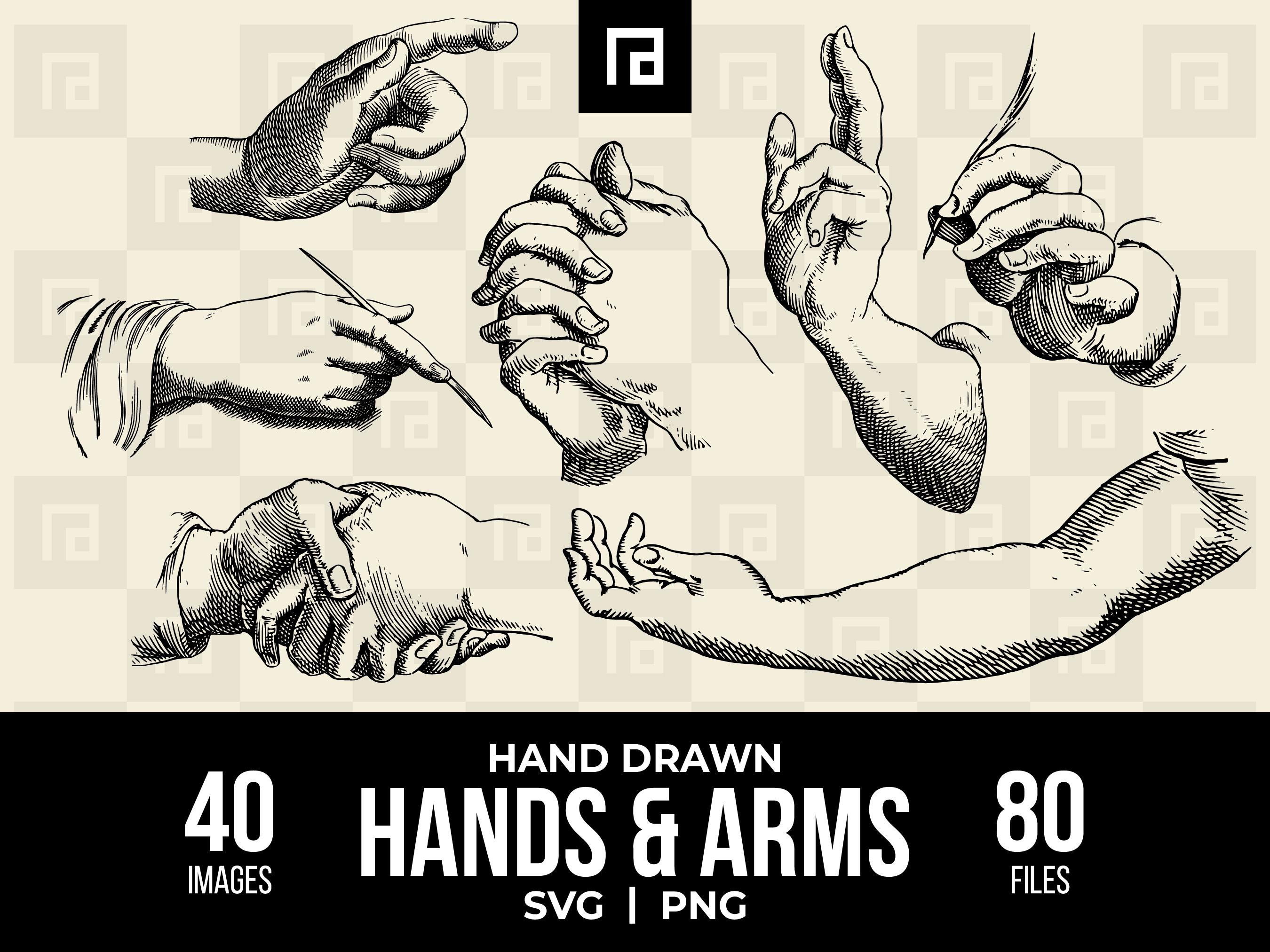 Hand Drawn Human Hands and Arms SVG PNG Collection, Shoulder, Elbow ...
