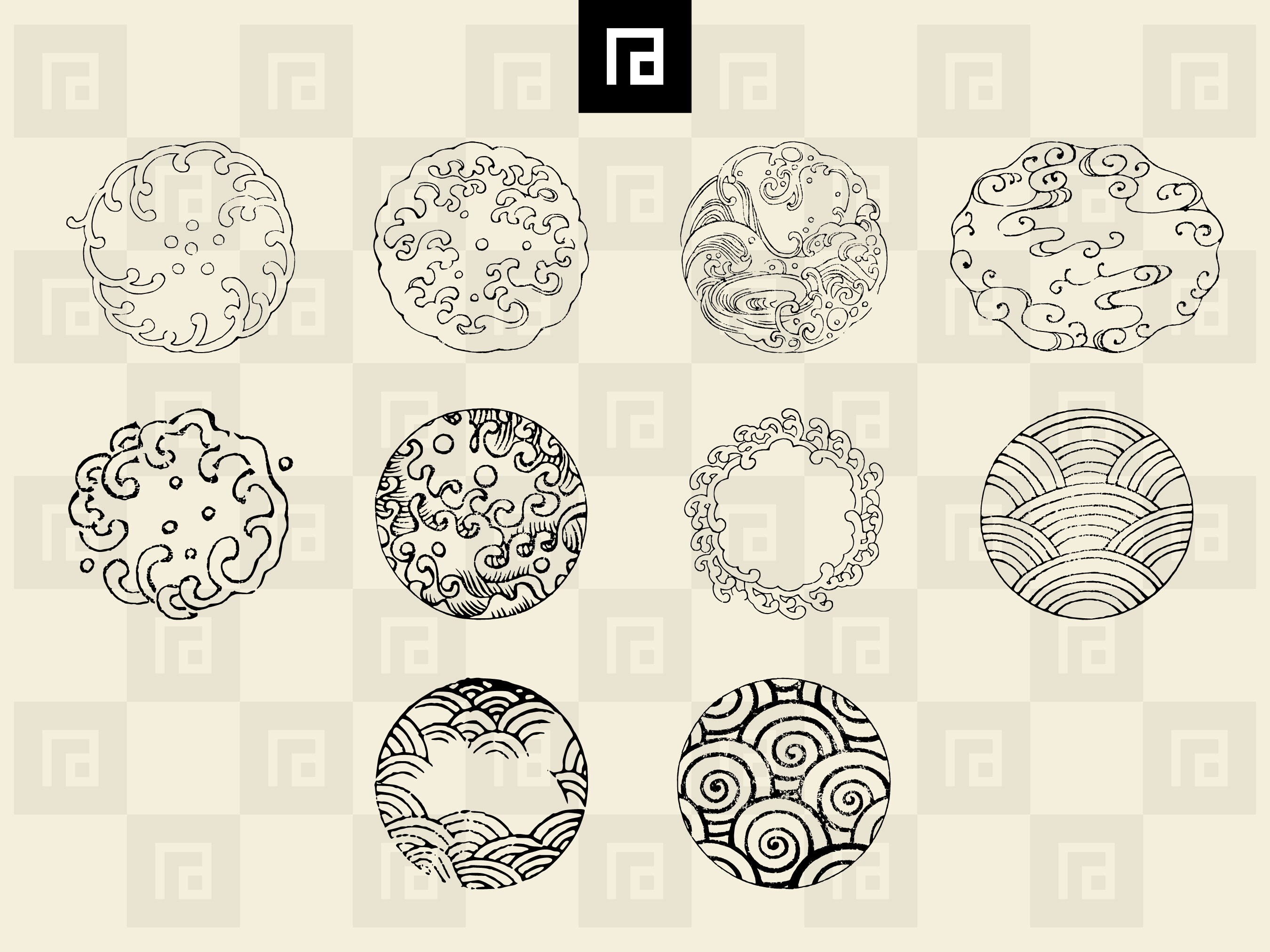 Circle Waves Svg Png Bundle 1, Vintage Hand-drawn Ocean Waves Svg ...