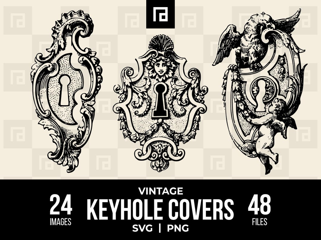 Vintage Keyhole Covers SVG PNG Bundle, Hand Drawn Retro Keyhole ...
