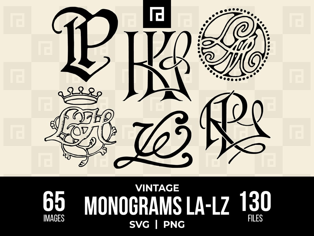 Vintage LA-LZ Monograms SVG Png Collection, Decorative Wedding Initials ...