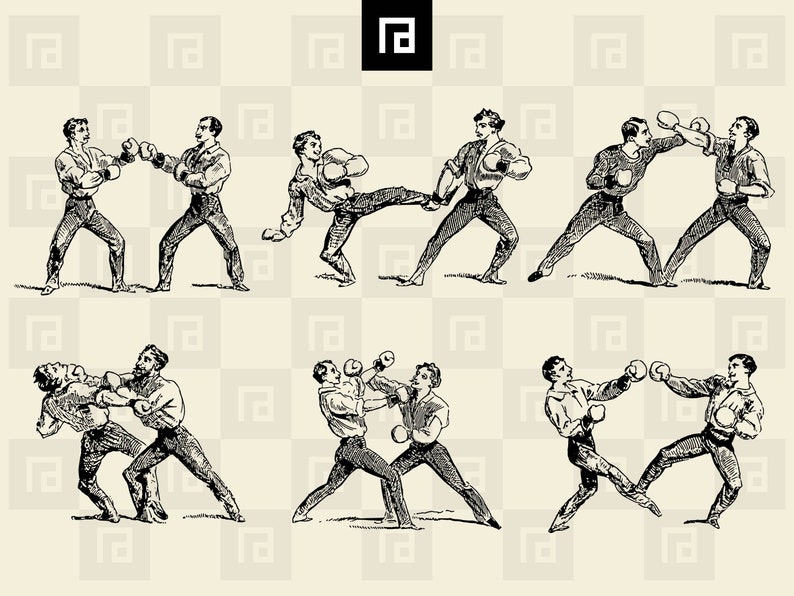 Vintage French Boxing SVG PNG Bundle, Savate Training, Kickboxing ...