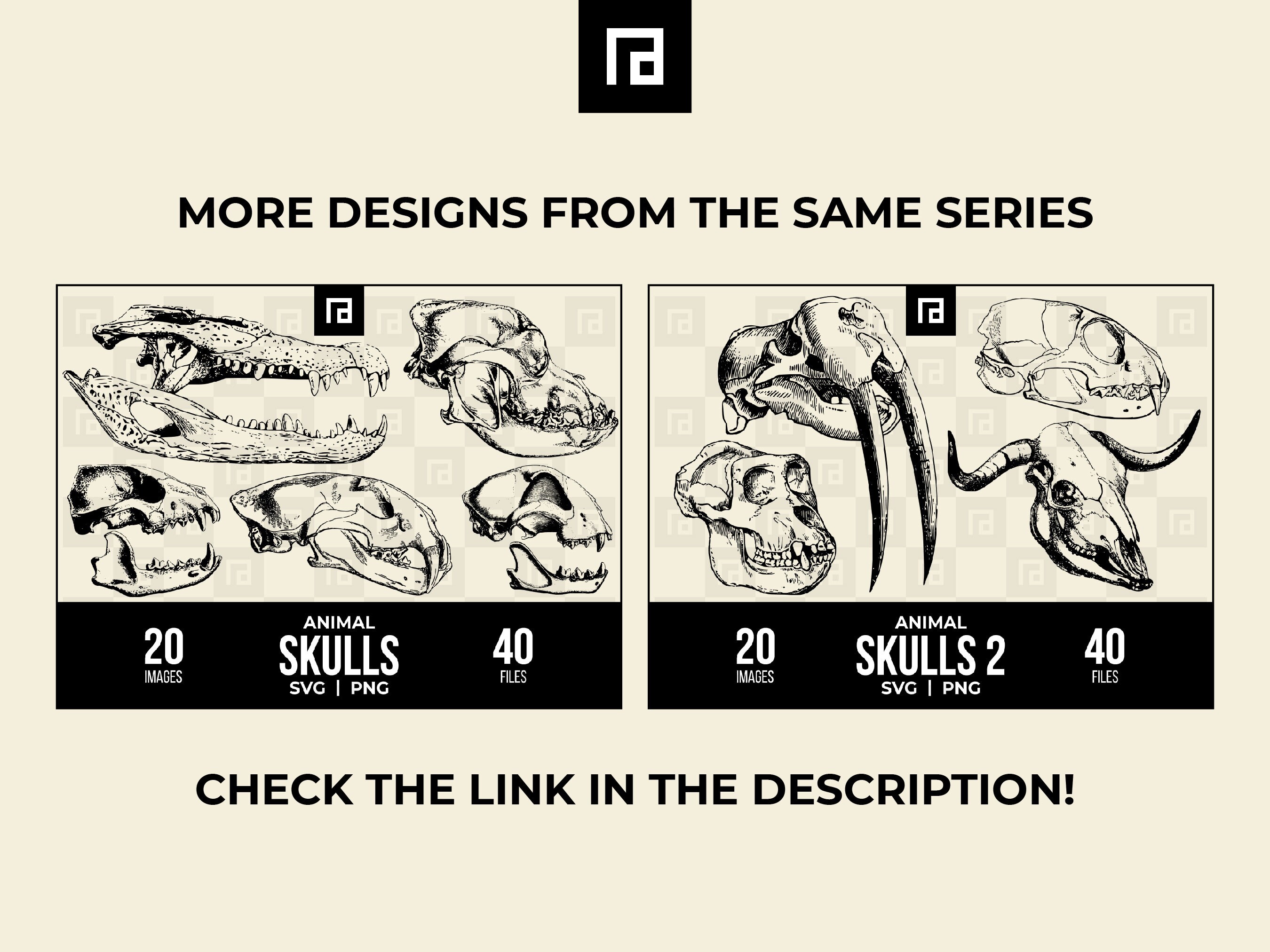 Animal Skulls SVG PNG Bundle 3, Domestic and Wild Animals Skull ...