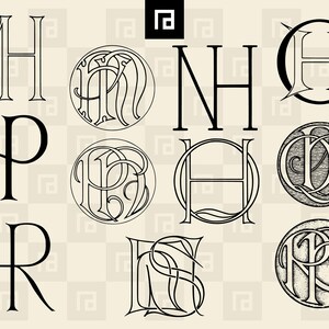 Vintage HA-HZ Monograms SVG Png Collection, Elegant Wedding Initials ...