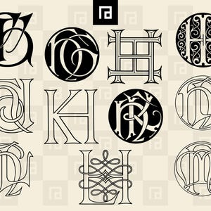Vintage HA-HZ Monograms SVG Png Collection, Elegant Wedding Initials ...