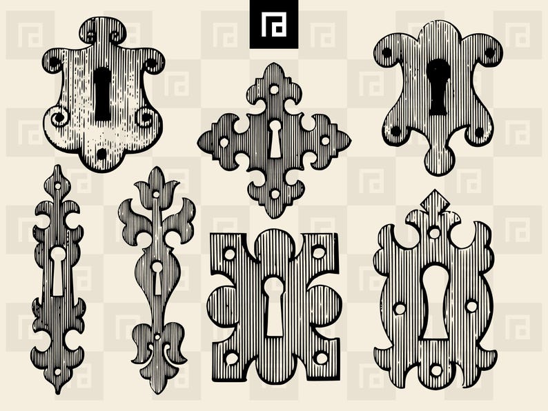 Vintage Keyhole Covers SVG PNG Bundle, Hand Drawn Retro Keyhole ...
