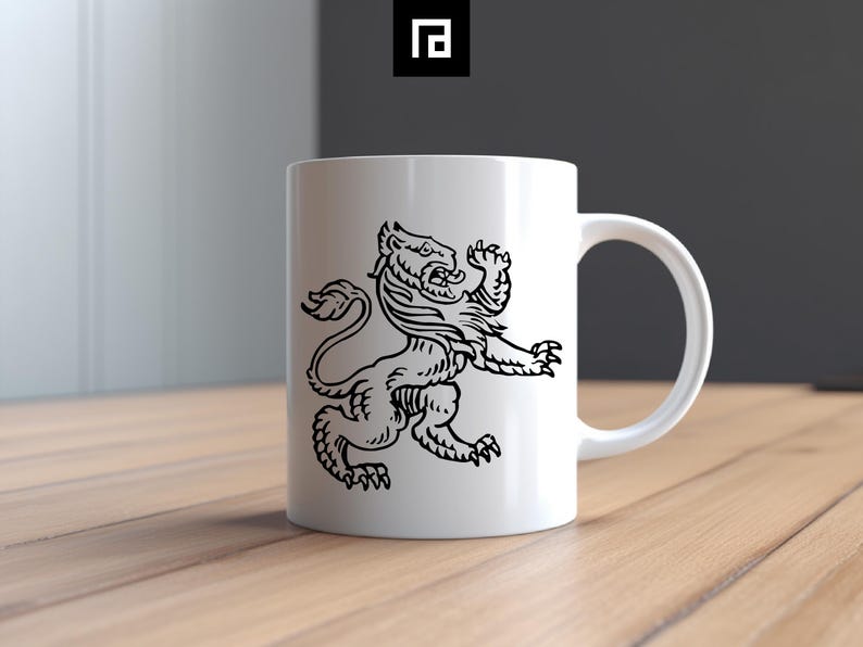 Hand Drawn Heraldic Lions SVG PNG Bundle, Medieval Coat of Arms ...