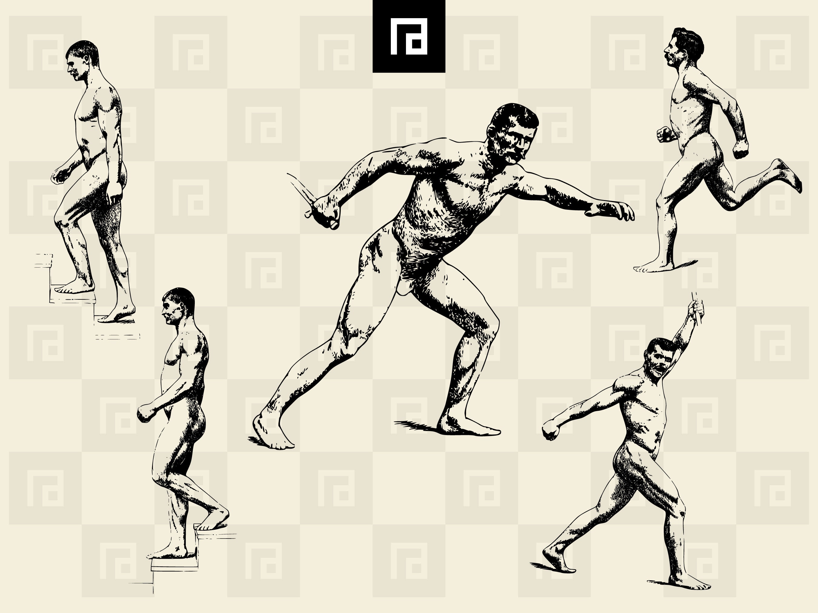 Male Body in Motion SVG PNG Bundle, Hand-drawn Motion Man, Athletic ...