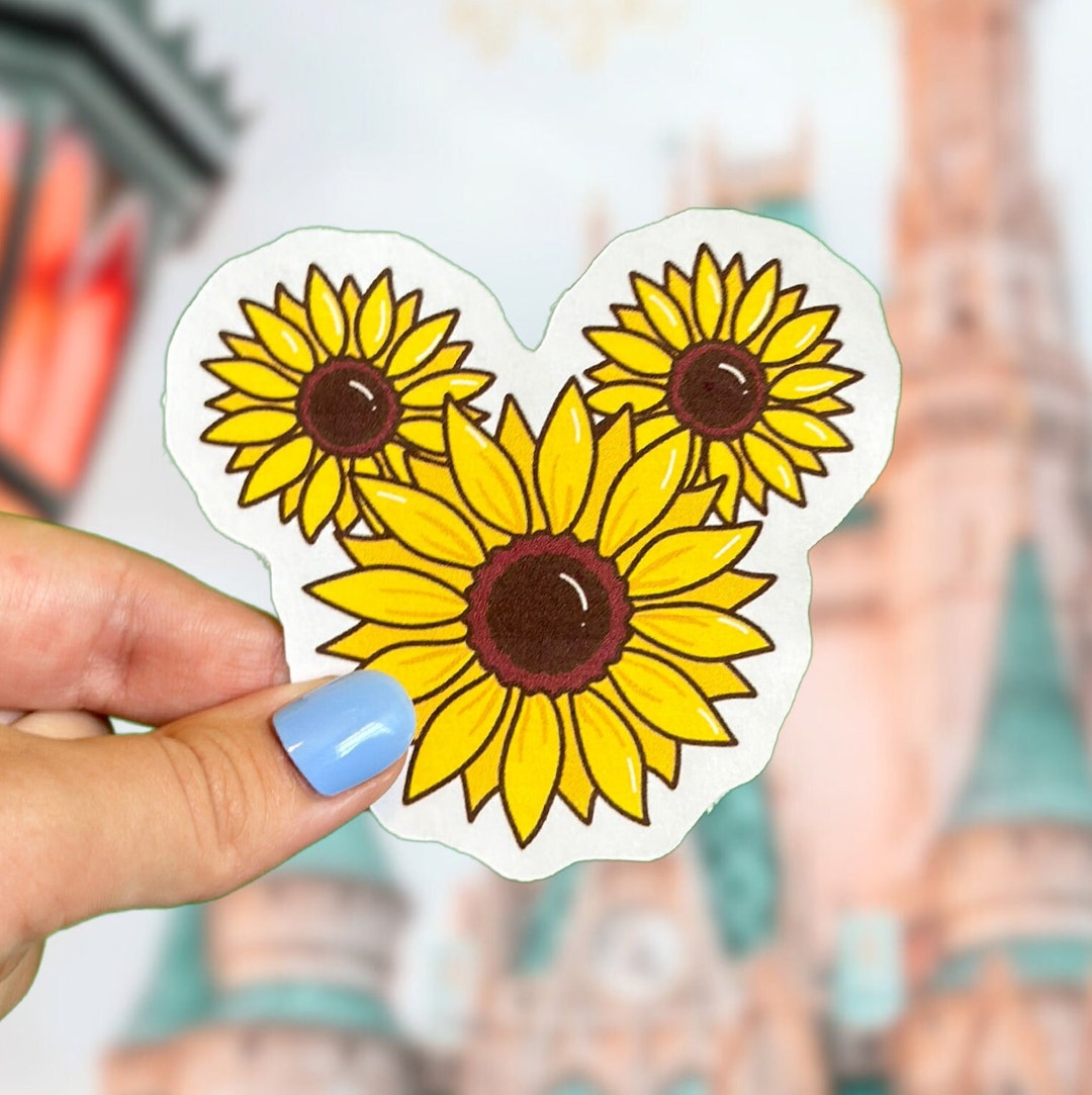 Mickey Sunflower Sticker Mickey Mouse Head Flower Sunflower Disney ...