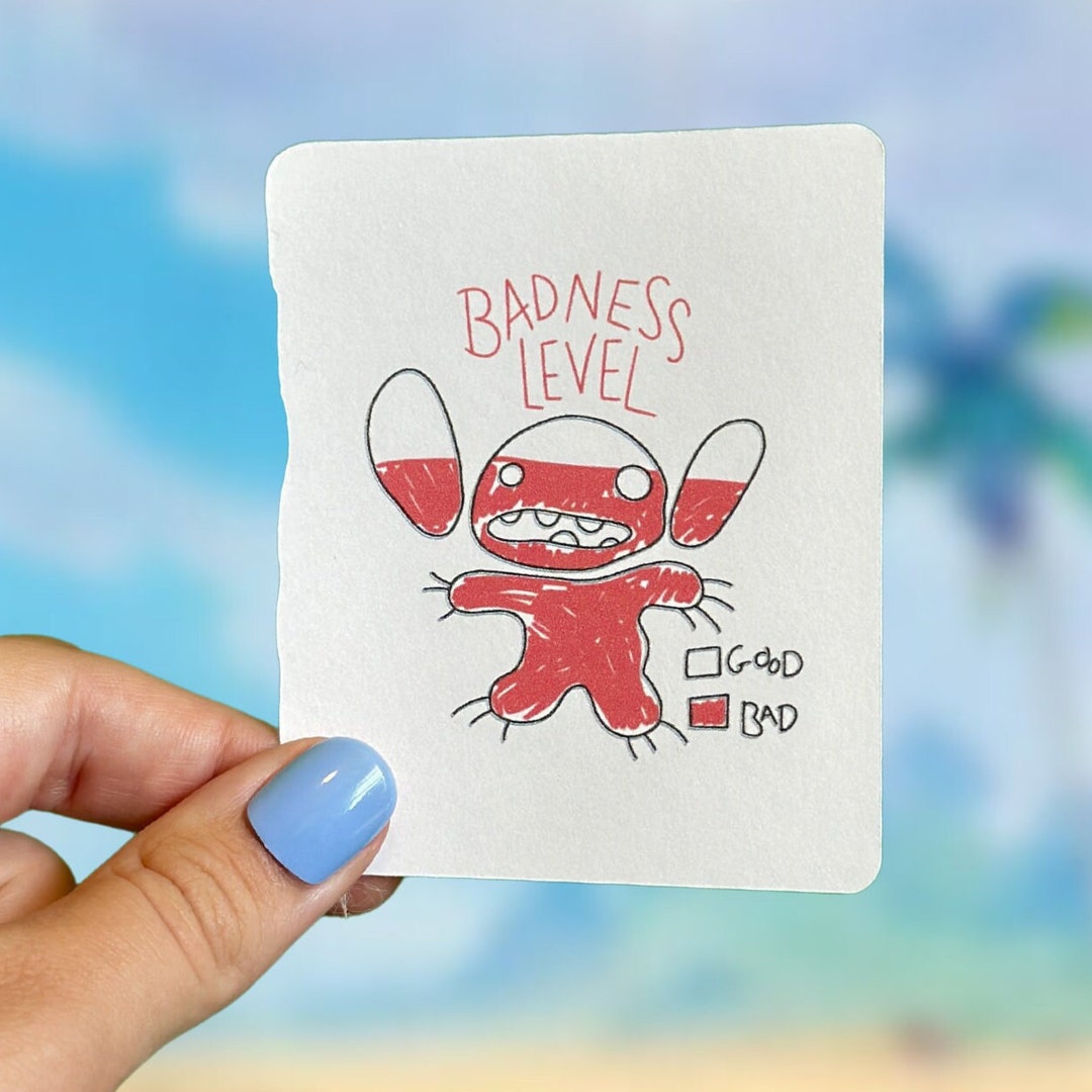 Stitch Sticker Disney 'badness Level' Drawing - Etsy