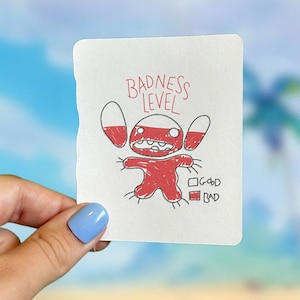 Stitch Sticker Disney 'badness Level' Drawing - Etsy