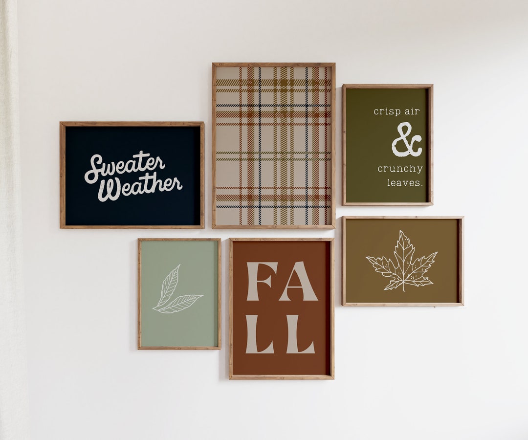 Fall Prints, Set of 6, Autumn Printable Art, Sweater Weather Print ...