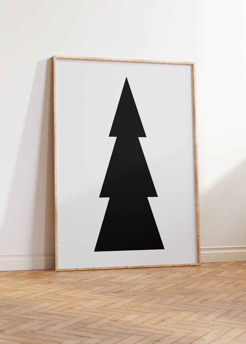 Modern Christmas Tree Black Christmas Print Boho Christmas - Etsy