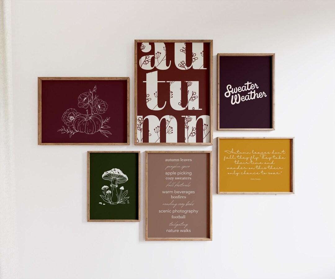 Fall Prints, Set of 6, Autumn Printable Art, Pumpkin Printable ...