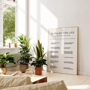 12 Rules for Life, Jordan Peterson Print, Office Wall Art, Dorm Room ...