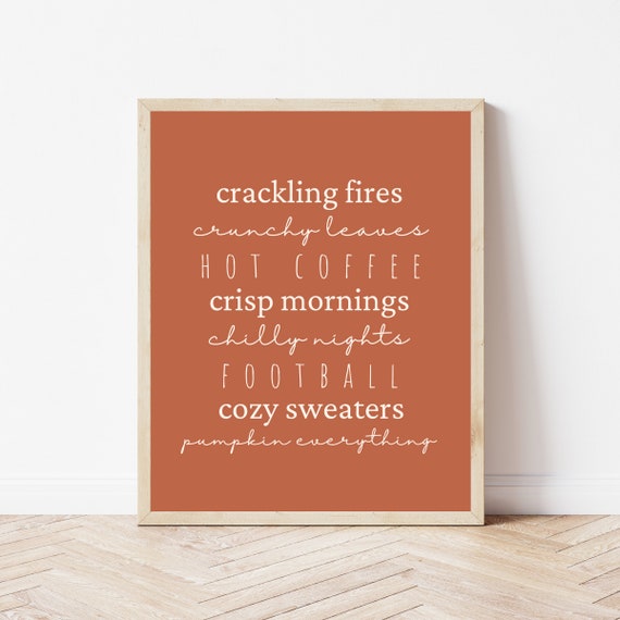 Fall Things PRINTABLE Fall Decor Signs Autumn Decor Modern | Etsy