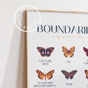 Butterfly Boundaries, Butterfly Poster, Therapy Print, Mental Health ...