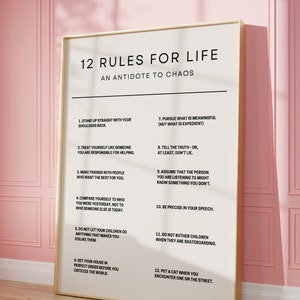 12 Rules for Life, Jordan Peterson Print, Office Wall Art, Dorm Room ...