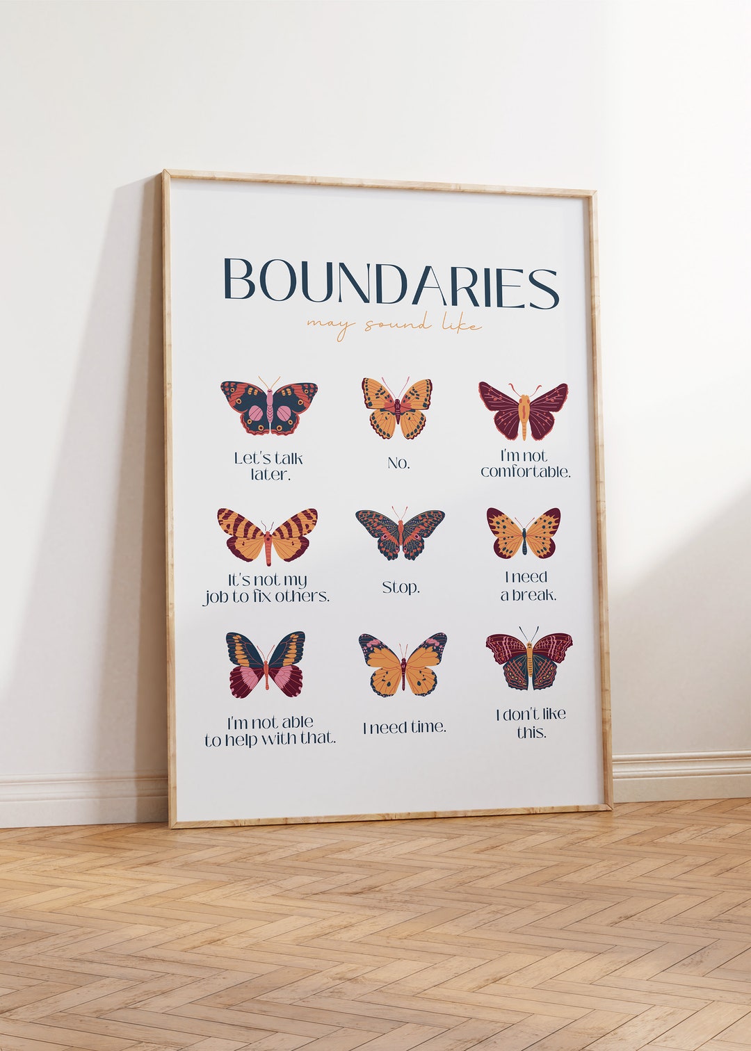 Butterfly Boundaries, Butterfly Poster, Therapy Print, Mental Health ...